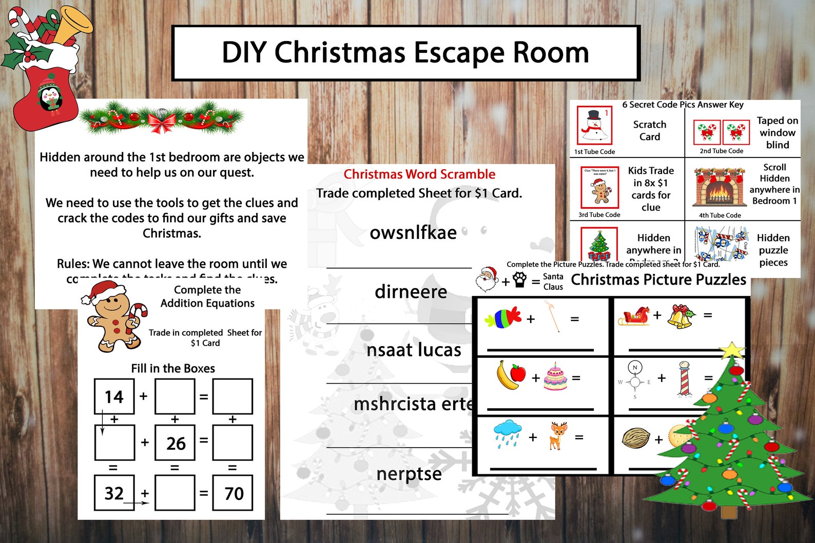 Christmas Escape Room, DIY Escape Room Kit, Kids Party Escape Room ...