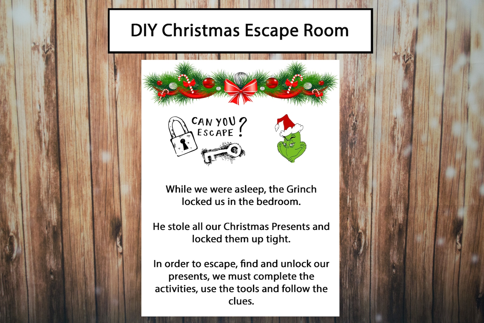Christmas Escape Room, DIY Escape Room Kit, Kids Party Escape Room ...