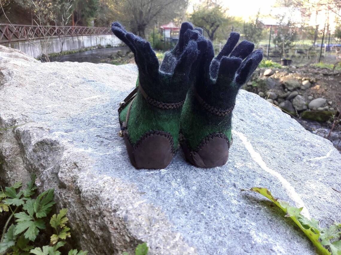 Felted Slippers for Men. Woolen Shoes Made by an Old Elf. Elven ...