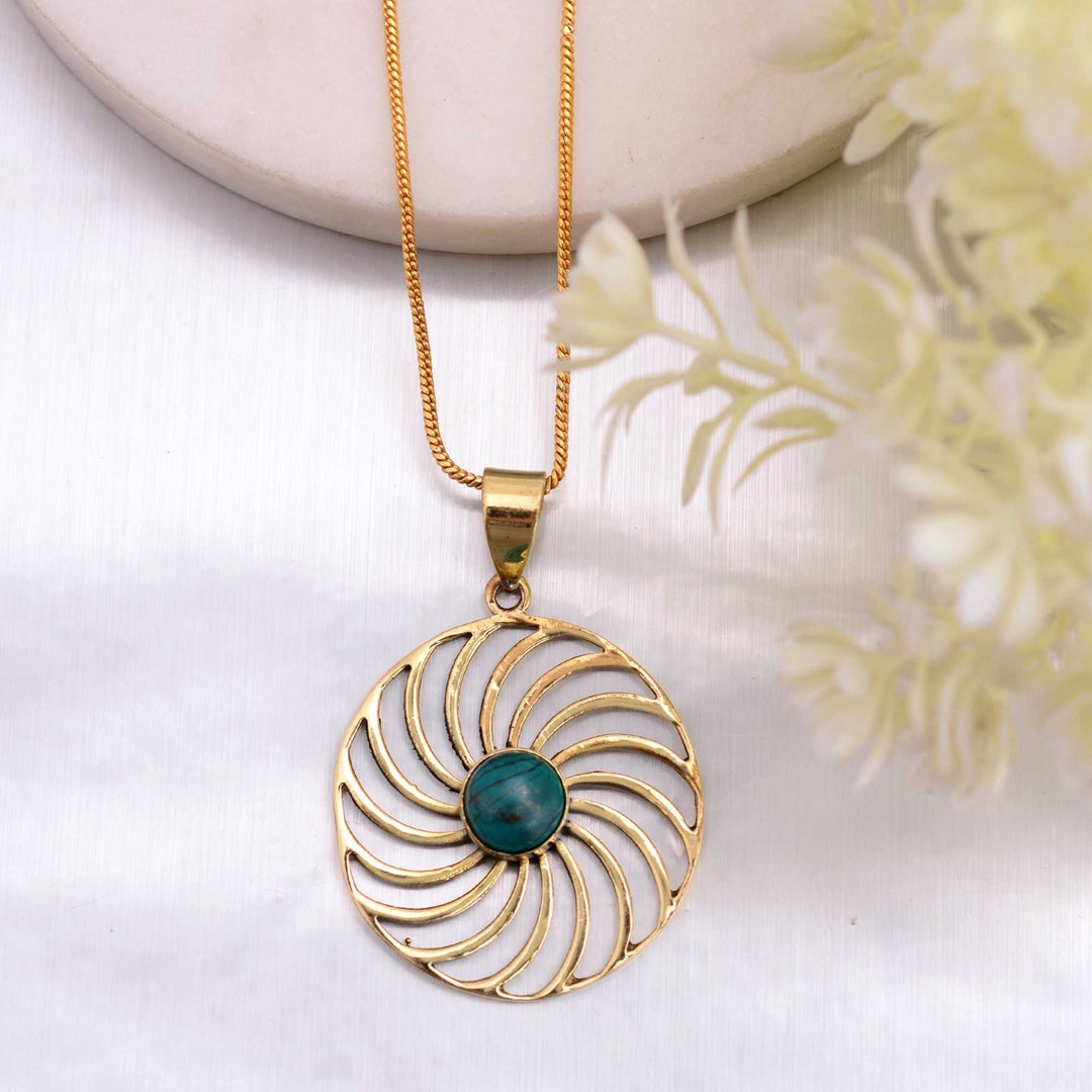 14k Real Gold Spiral Pendant, Personalized Spiral Necklace, 14k Solid ...
