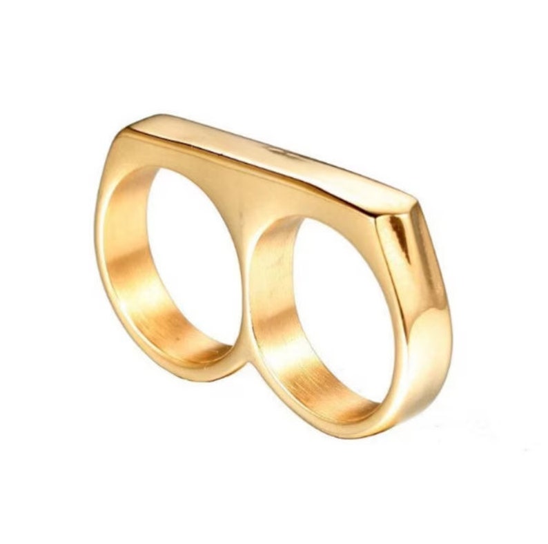 Two-finger Ring, Brass Ring, Unisex Ring, Double Finger Ring, Simple ...
