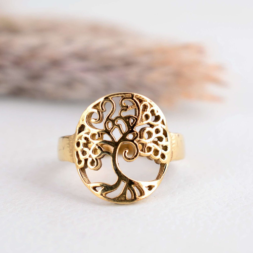 Tree of Life Ring, Gold Tree Ring, Celtic Ring, Yoga Ring, Brass Tree ...