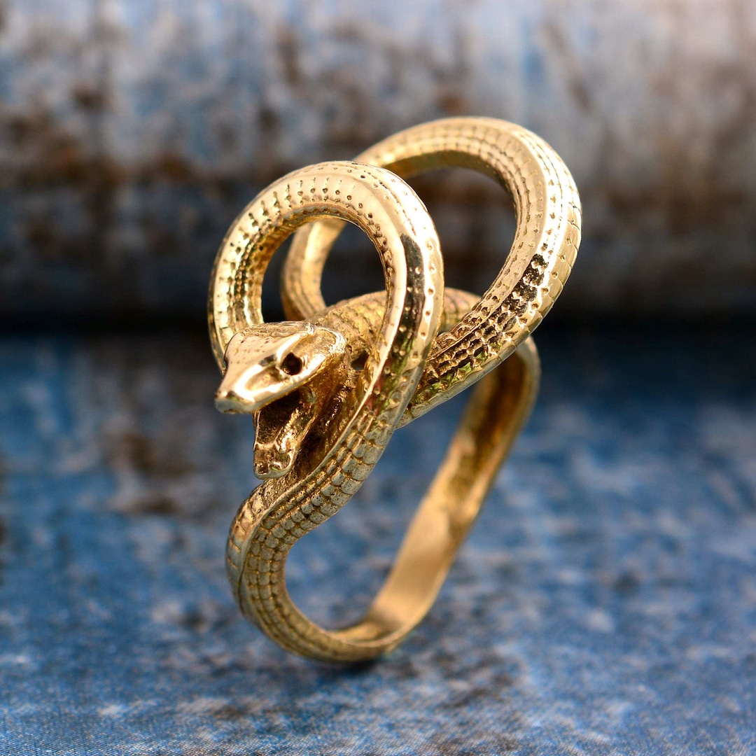 Gold Snake Ring, Snake Ring ,statement Ring, Open Serpent Band, Snake ...
