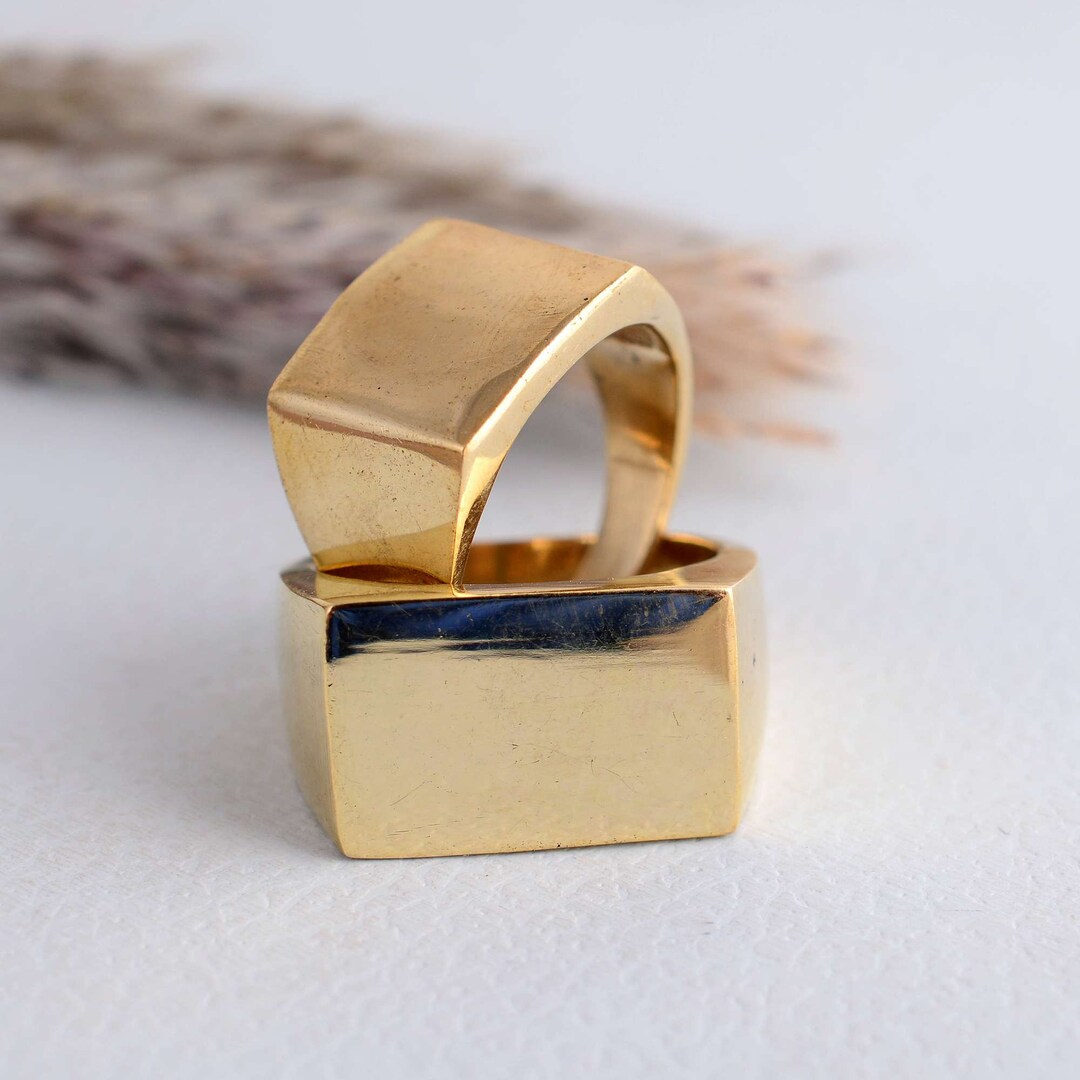 Signet Square Gold Ring, Signet Ring, Men Signet Ring ,women Signet ...