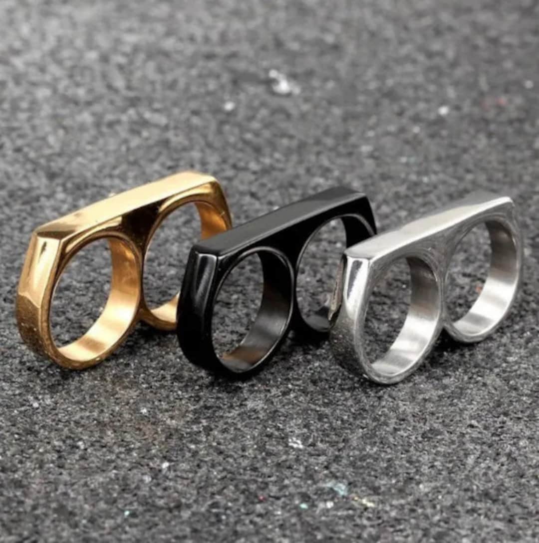 Two-finger Ring, Brass Ring, Unisex Ring, Double Finger Ring, Simple ...
