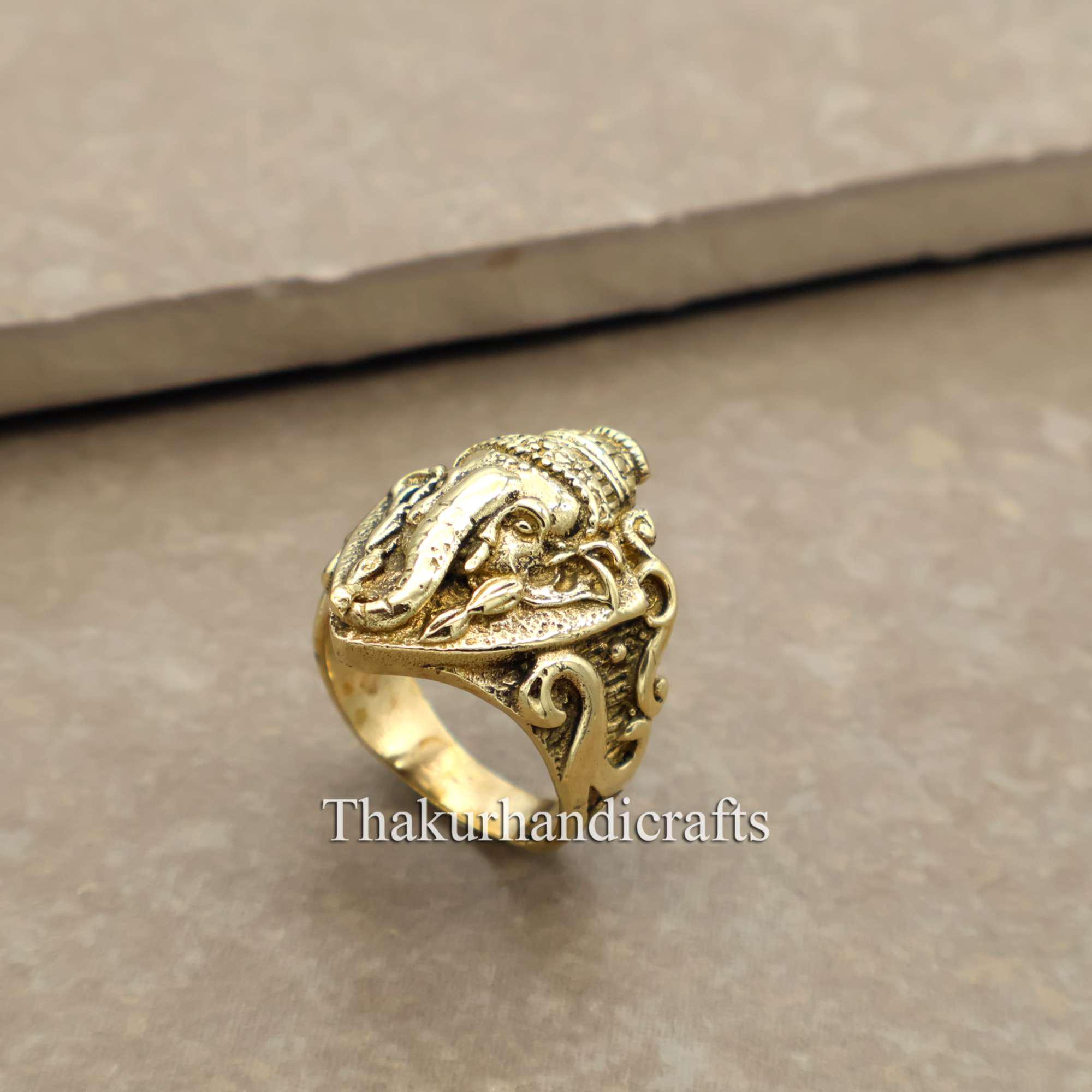 Handmade Brass Ganesha Ring • Hindu God Ganesh Jewelry • Spiritual ...