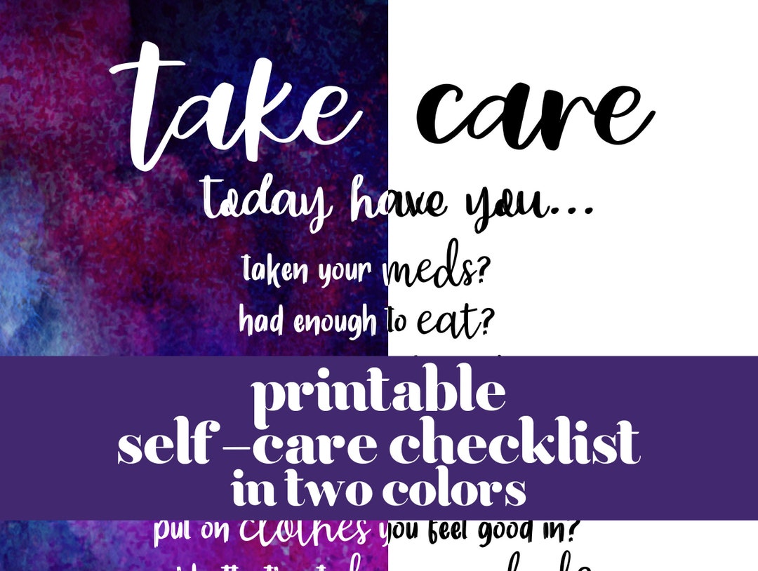 Self Care Daily Checklist Printable Poster With Watercolor Background ...