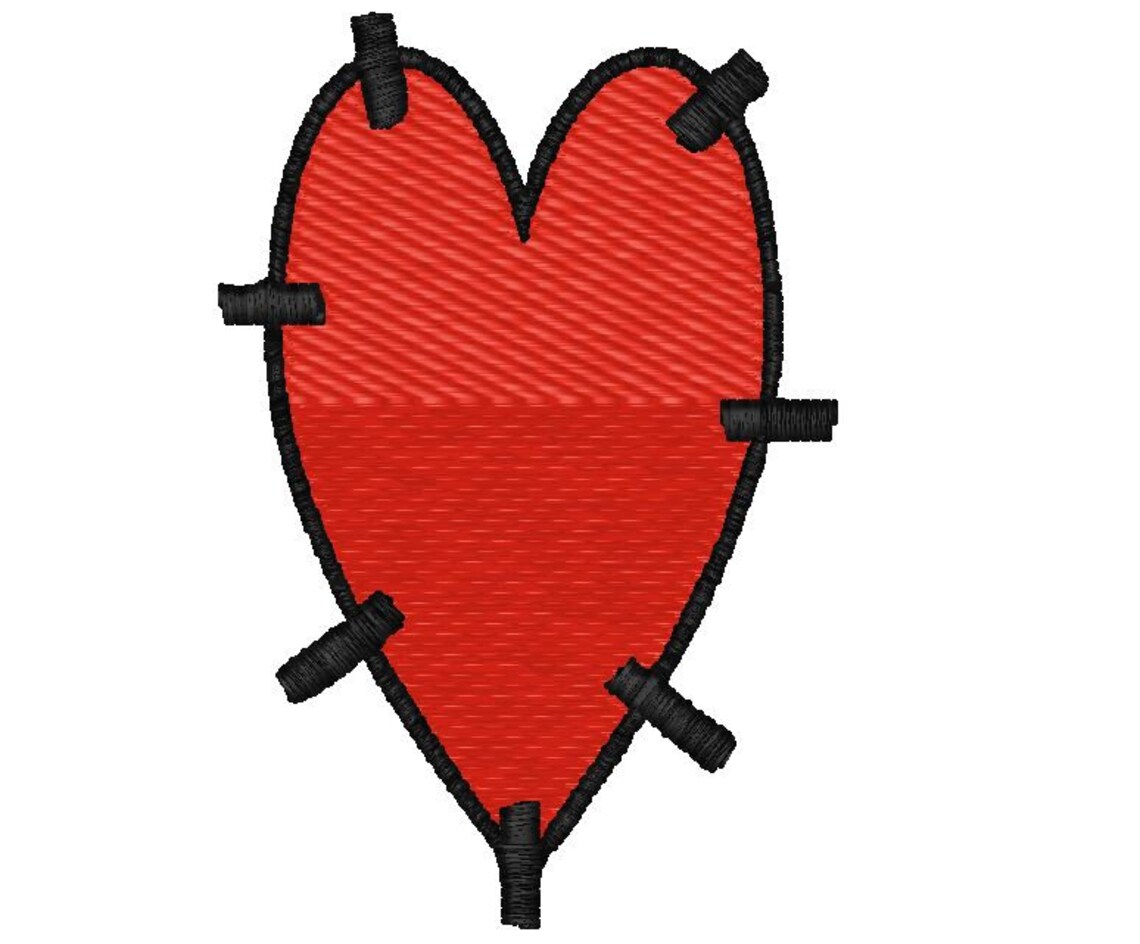 Diseño de bordado rojo del corazón Descarga instantánea - Etsy España