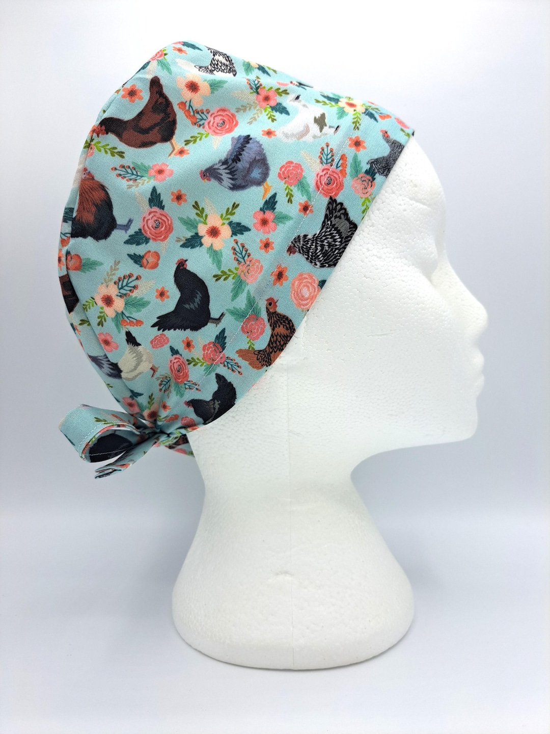 Floral Chickens Scrub Hat Cap - Etsy UK