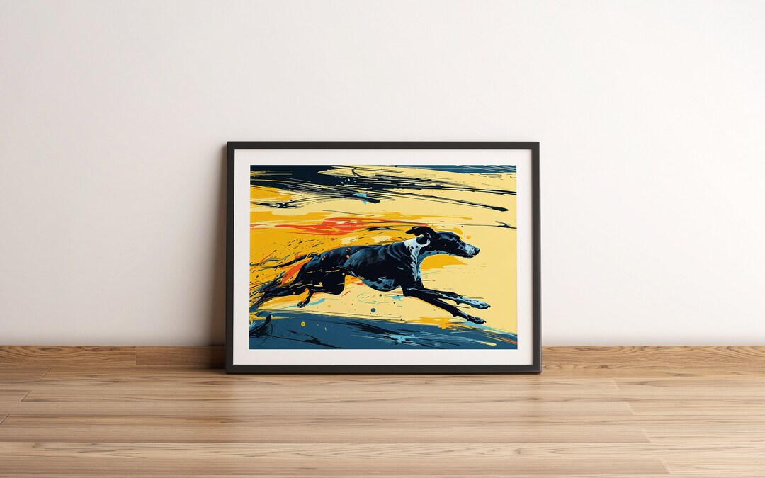 Running Whippet Poster, Instant Download, Living Room Art, Animal Theme ...