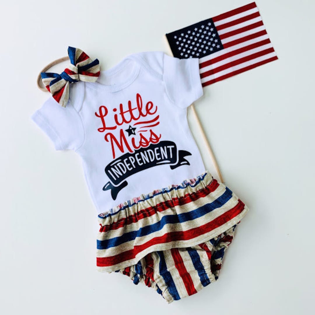 First 4th of July Girls Outfit. Little Miss Independent Bodysuit. Baby ...