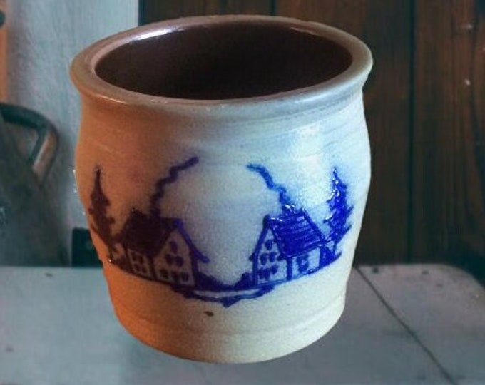 Winter Landscape Stoneware Crock, Artist Signed 1992, Salt Glaze ...