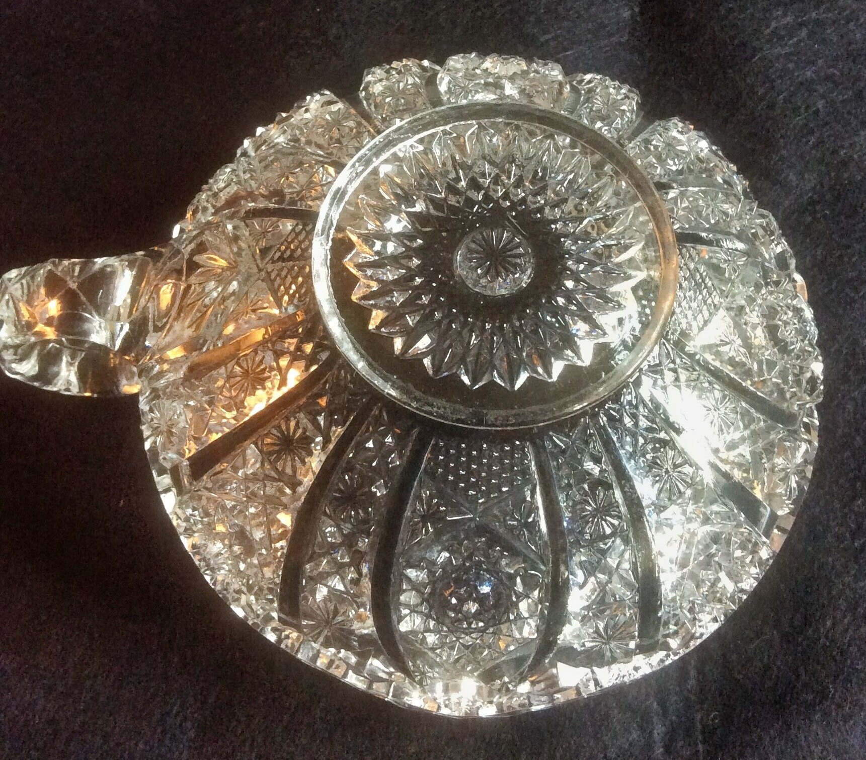 Single Handled Nappy Finger Bowl, Starburst & Diamond Pattern, Sawtooth ...