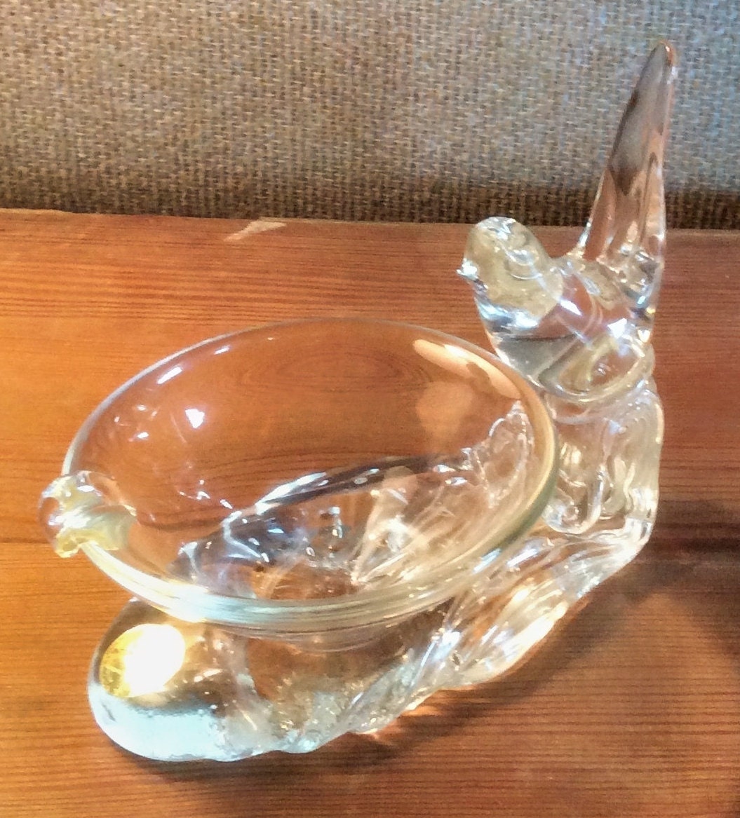 Glass Bird Bath Ashtray, Vintage Glass Ashtray, Bird Lover Gift ...