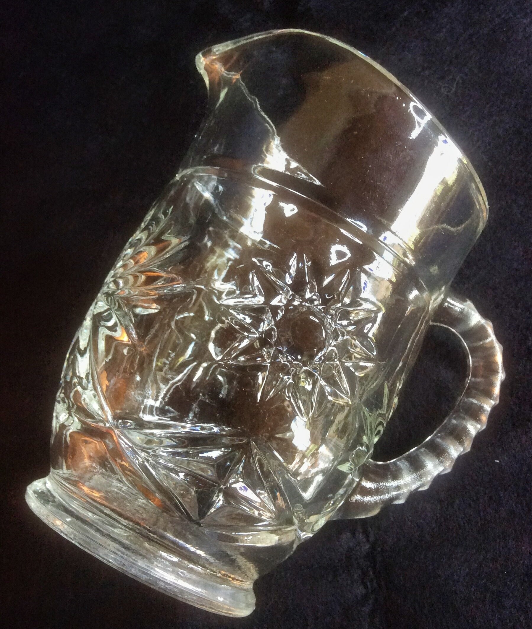 Retro Anchor Hocking Star of David Pitcher, Small Clear Glass Pitcher ...