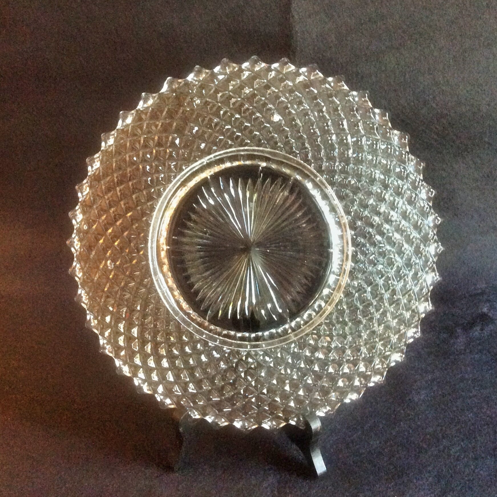 Vintage Clear Glass Serving Plate 10 Diamond Pattern, Classic Glass ...