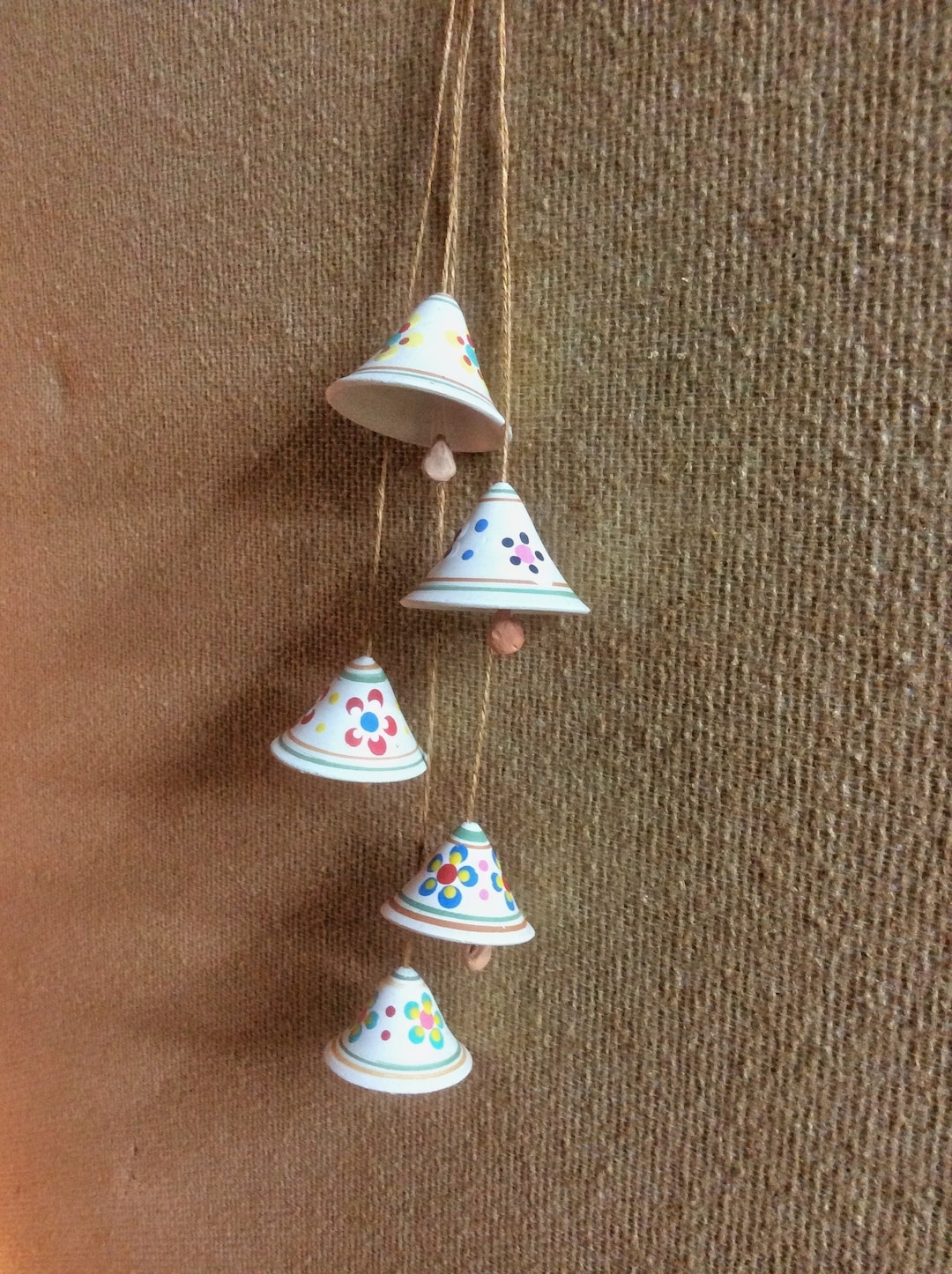 Clay Pottery Wind Chimes Floral Motif, Handmade Hanging Decor, Nature ...