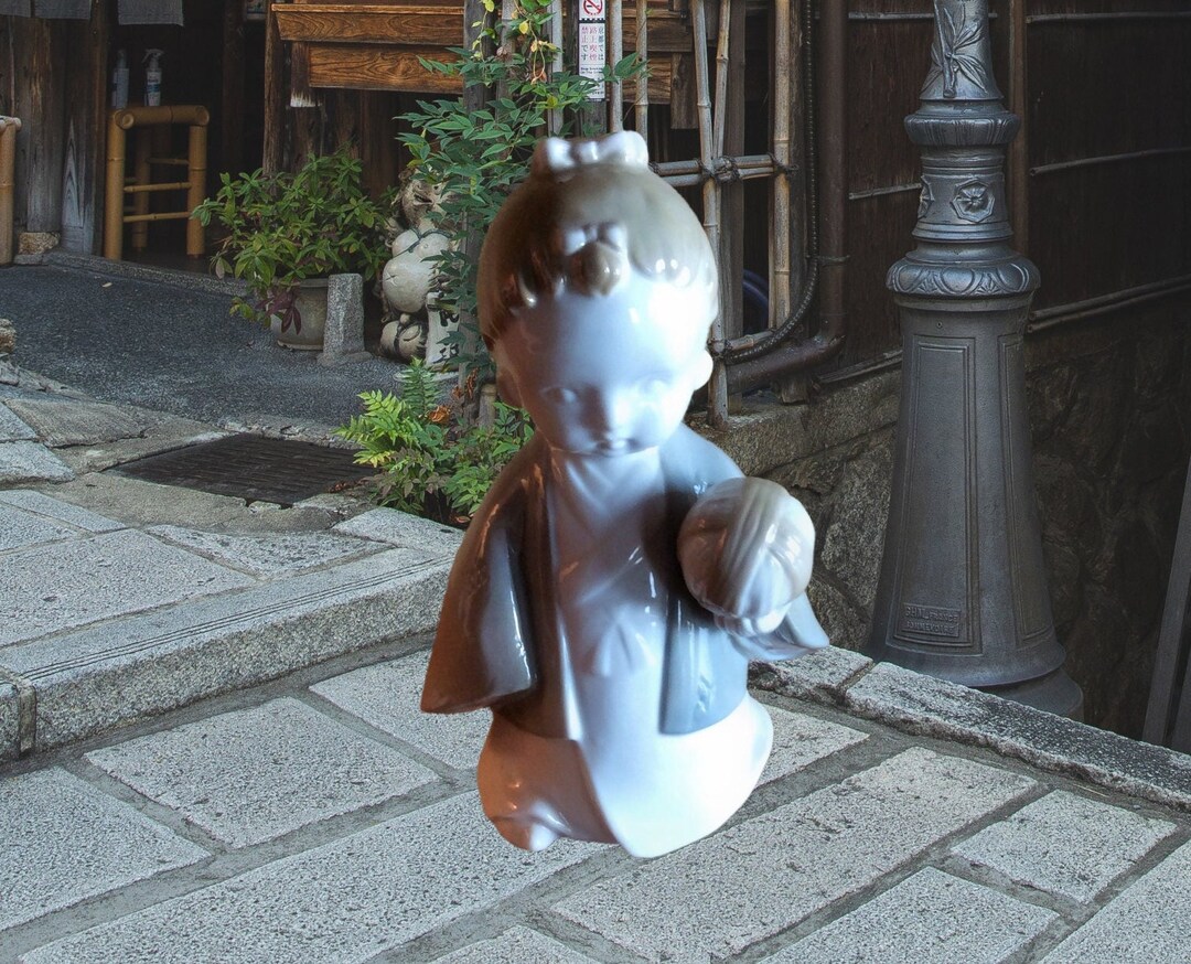 Elegant Toyo Traditional Japanese Child With Ball Porcelain Figurine ...