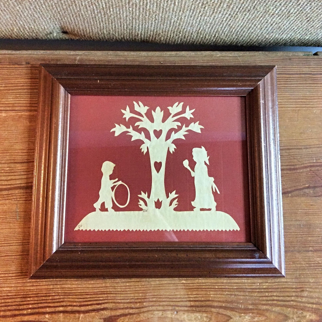 Scherenschnitte Paper Cutting Signed German Tradition Children Playing ...