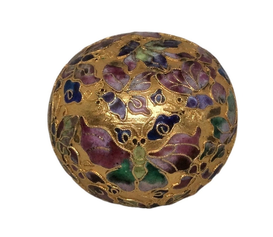 Cloisonné Round Rattle Paperweight Desk Ornament Felted Bottom ...