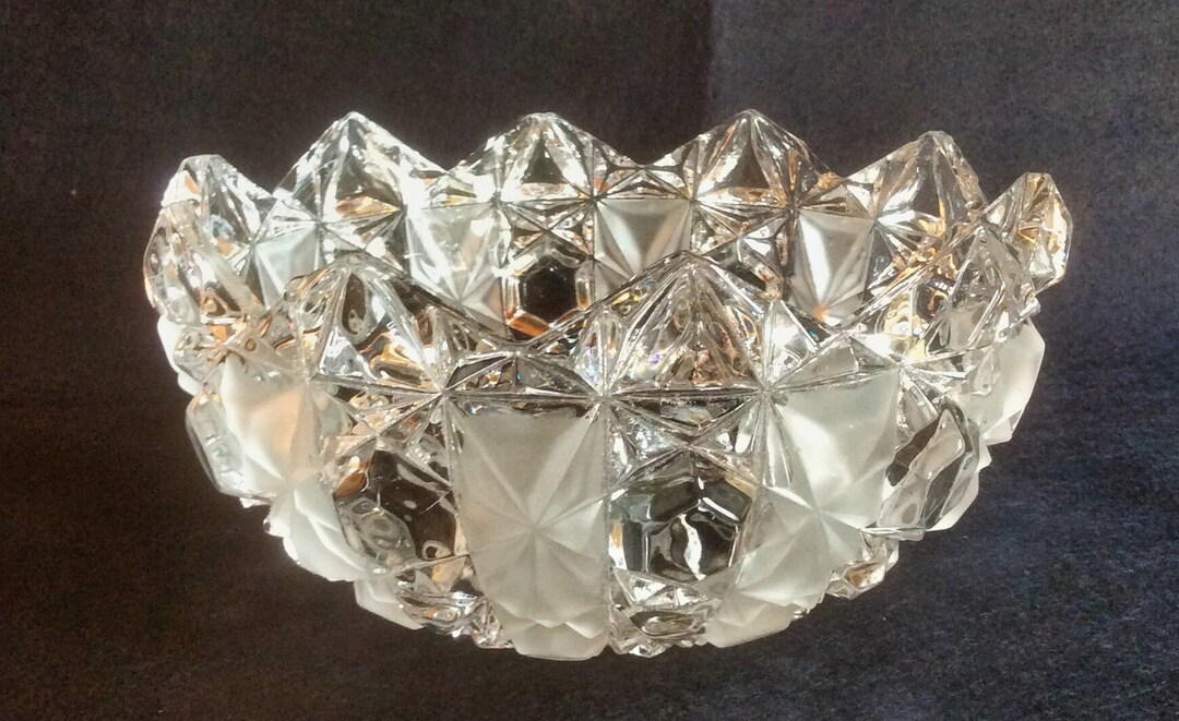 Star of David Frosted Glass Bowl, Glass Serving Bowl, Starburst Pattern ...