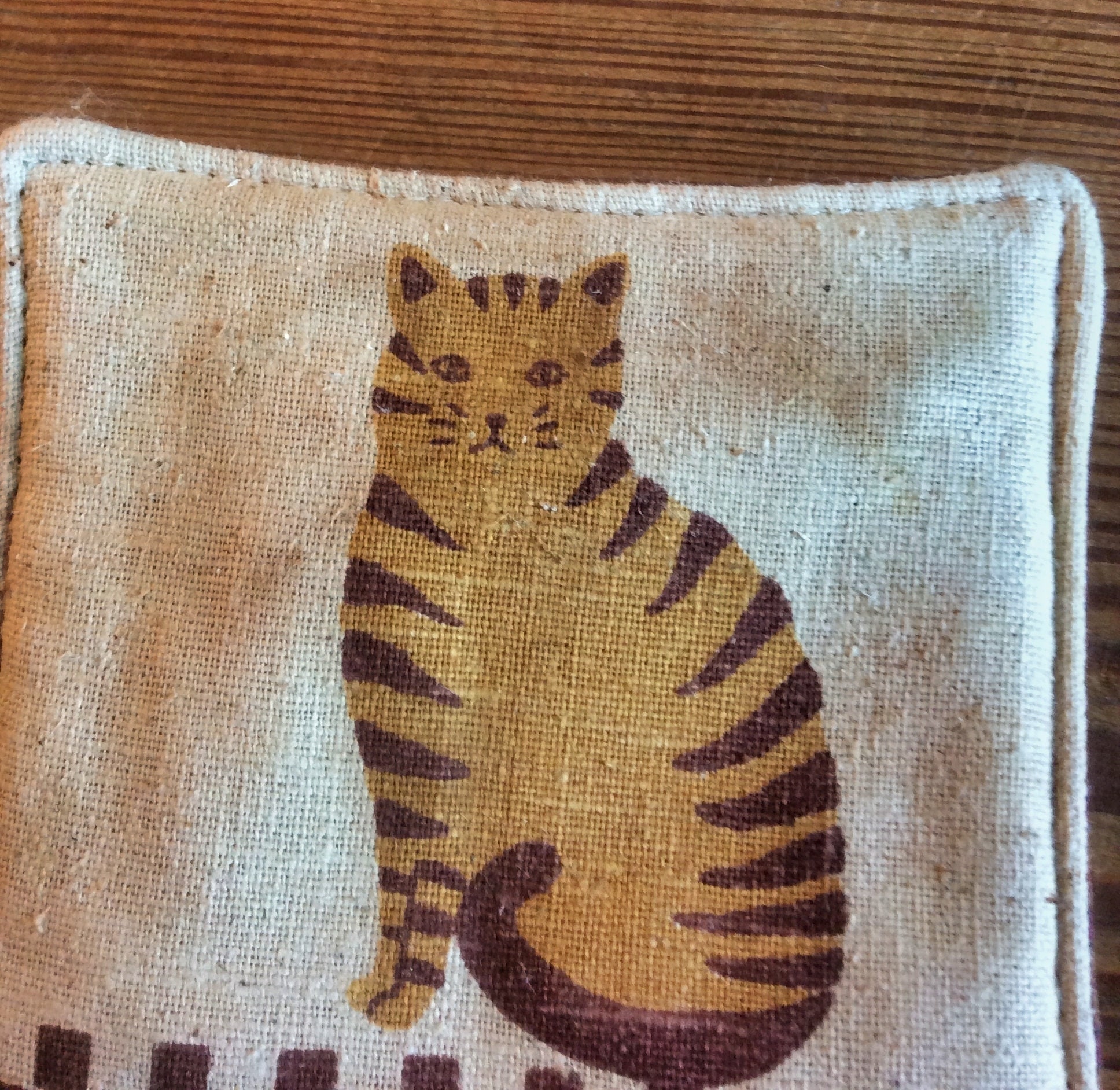 Vintage Orange Tabby Cat Scented Mug Mat Coasters Plaid Backing Set of ...