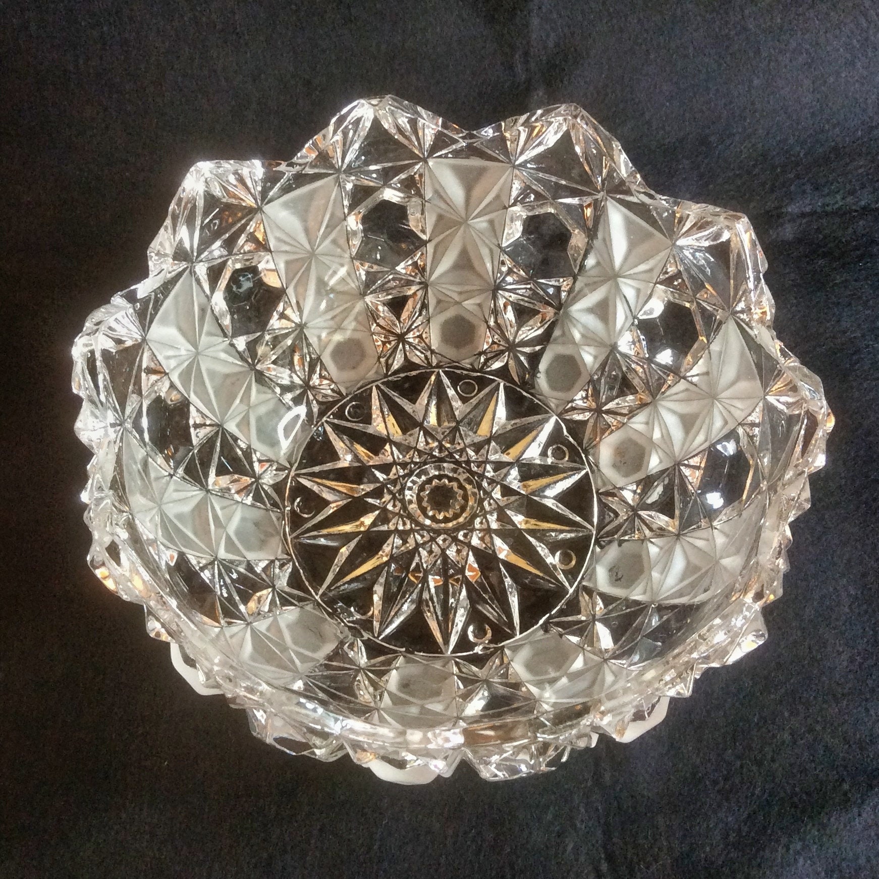 Star of David Frosted Glass Bowl, Glass Serving Bowl, Starburst Pattern ...