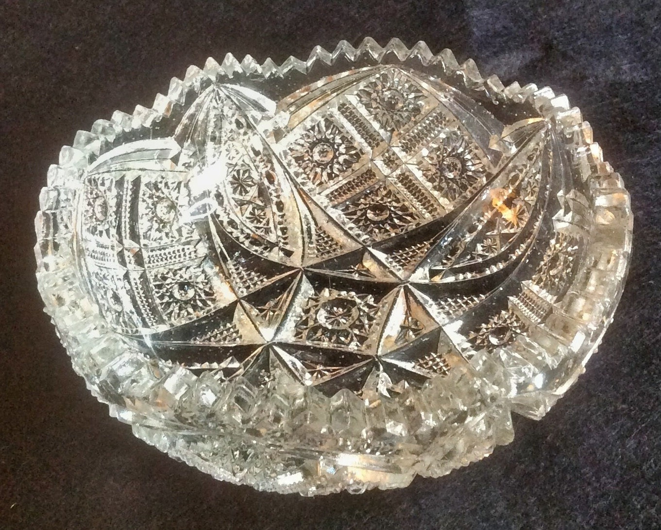 American Brilliant Cut Glass Bowl 5, Vintage Crystal Dish, Collectible ...