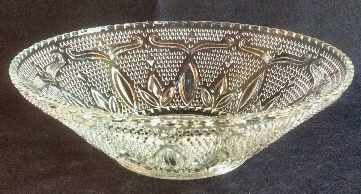 Vintage Federal Glass Heritage Fruit Bowl Clear Glass Bowl Retro Home Decor Collectible Bowl