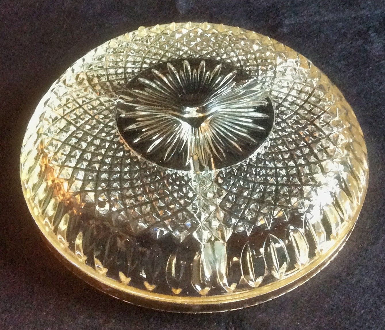 Lead Crystal Divided Plate Dish, Metal Rim Serving Tray, Classic ...