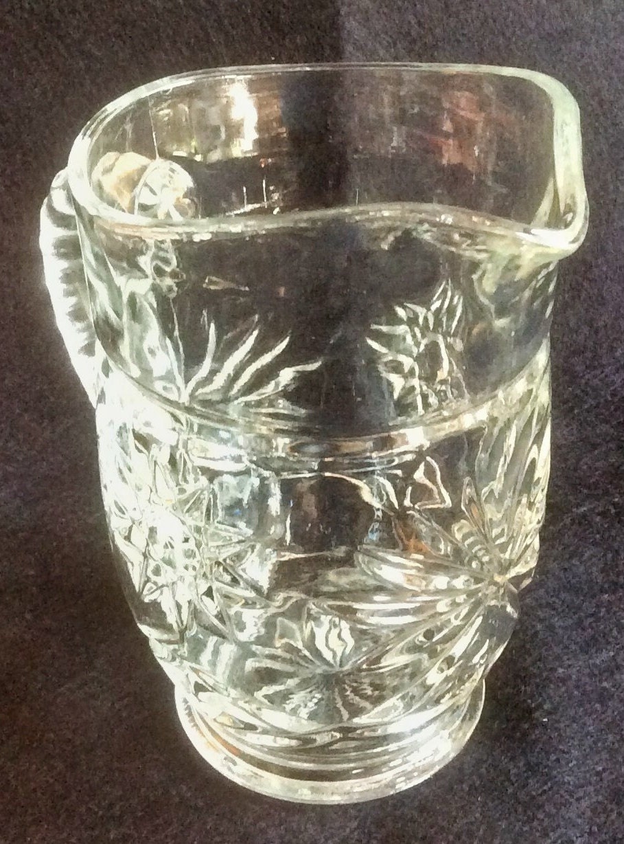 Retro Anchor Hocking Star of David Pitcher, Small Clear Glass Pitcher ...