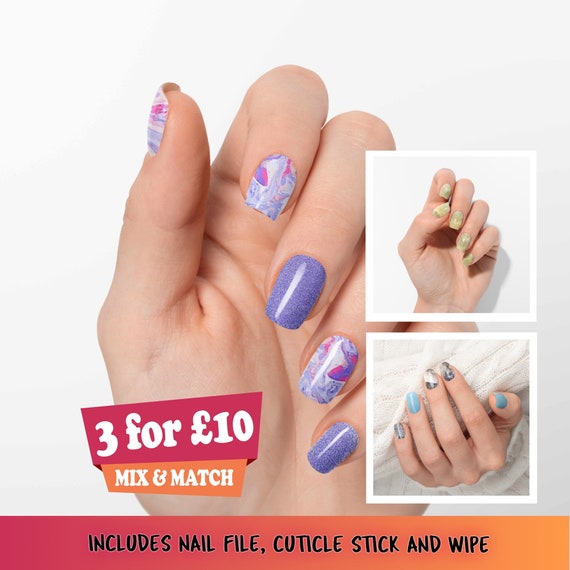 Nail Wraps Marble Nail Stickers Nail Strips Jade Green Purple Glitter Blue and Grey White Marble Effect Nail Wraps Summer Nails Fake Nails Etsy UK