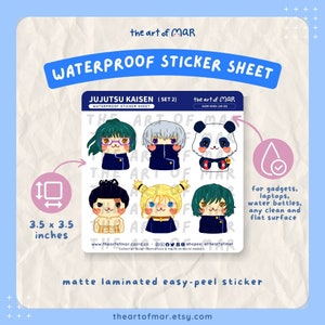 Jujutsu Kaisen Chibi Sticker Sheet Gojo, Itadori, Megumi, Sukuna, Geto ...