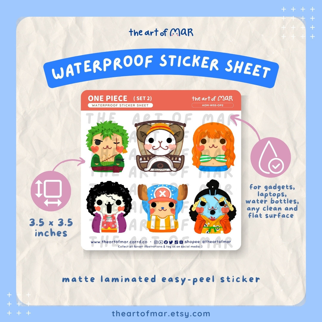 One Piece Chibi Sticker Sheet 4 SETS Luffy, Zoro, Sanji, Law, Ace ...