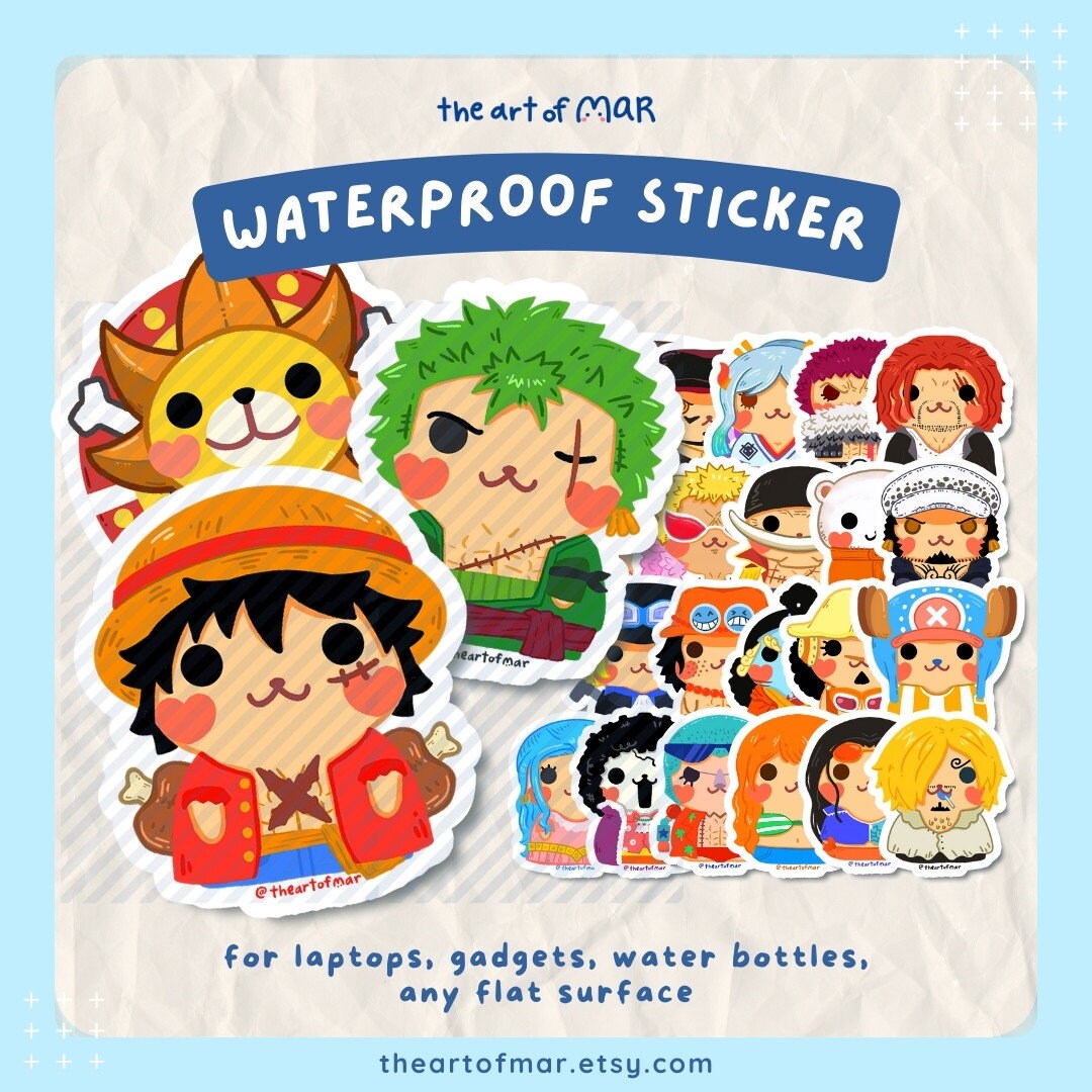 One Piece Chibi Waterproof Sticker Luffy, Zoro, Sanji, Law, Shanks ...