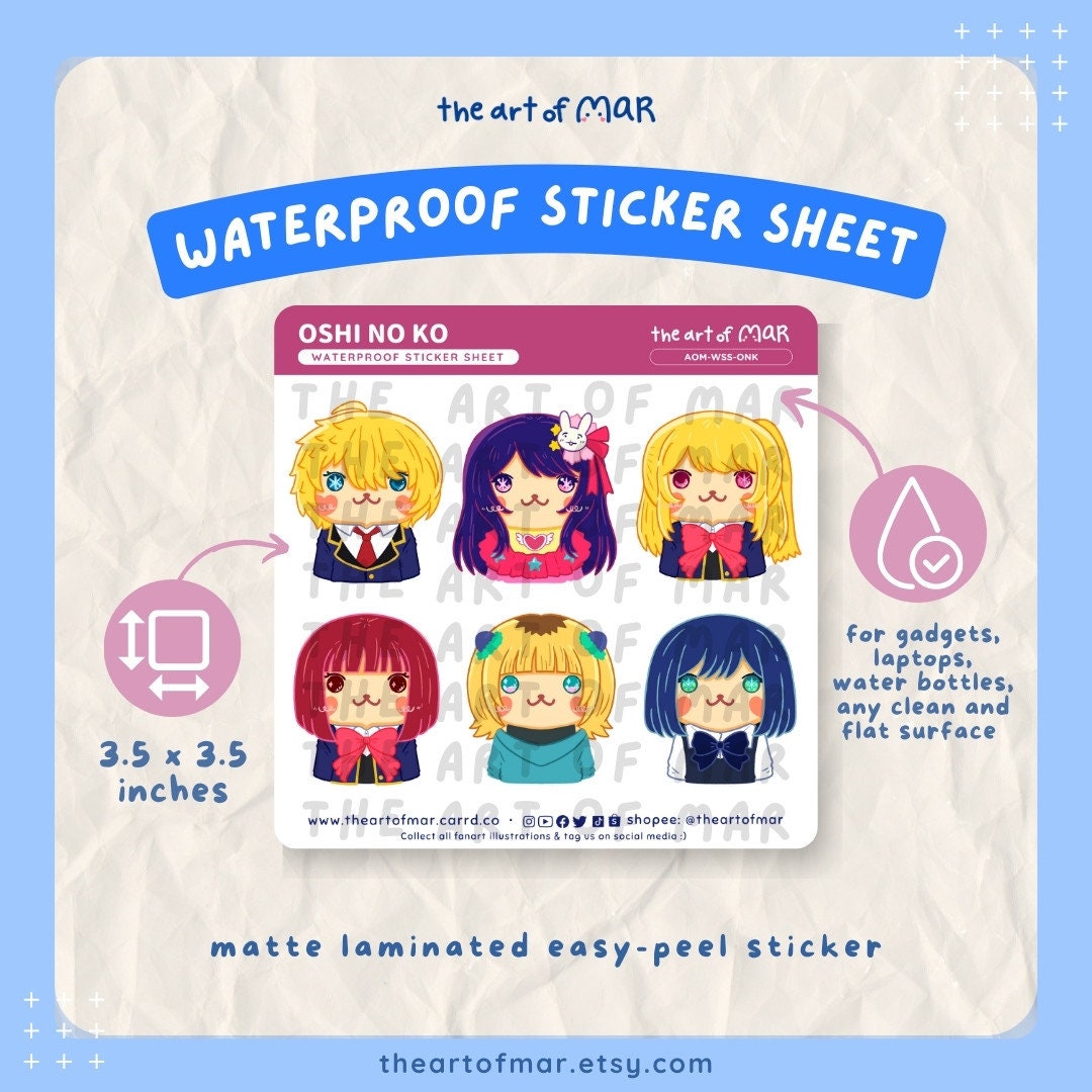 Oshi No Ko Chibi Sticker Sheet Ai Hoshino Aqua Ruby Kana - Etsy