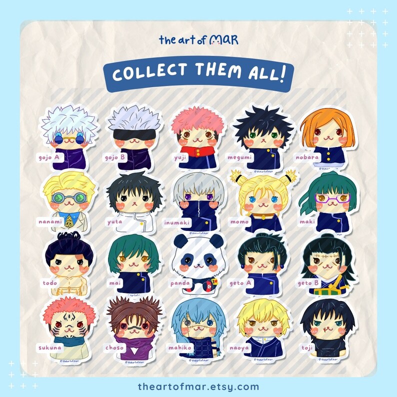 Jujutsu Kaisen Waterproof Sticker Gojo, Itadori, Geto, Megumi, Nanami ...