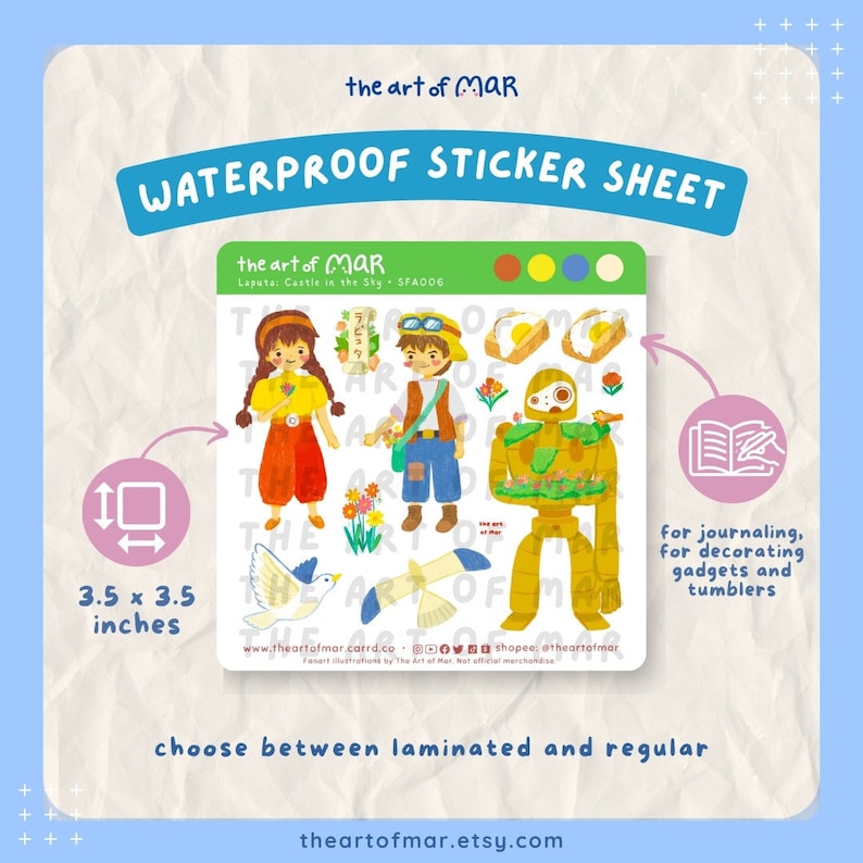 Laputa Aesthetic Sticker Sheet Castle in the Sky Studio Ghibli Fanart ...