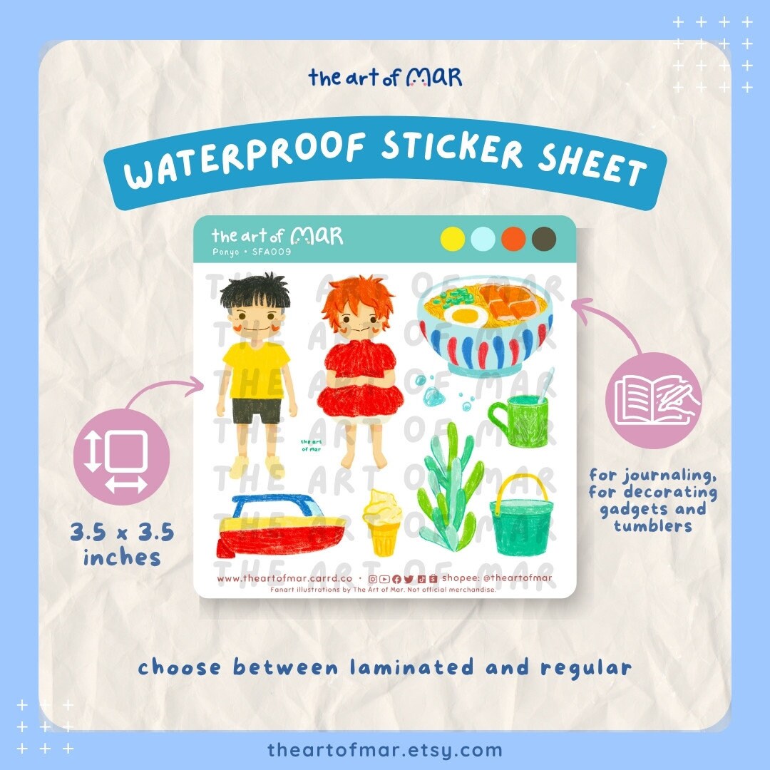 Ponyo Aesthetic Sticker Sheet Studio Ghibli Fanart Sosuke, Ponyo, Ramen ...