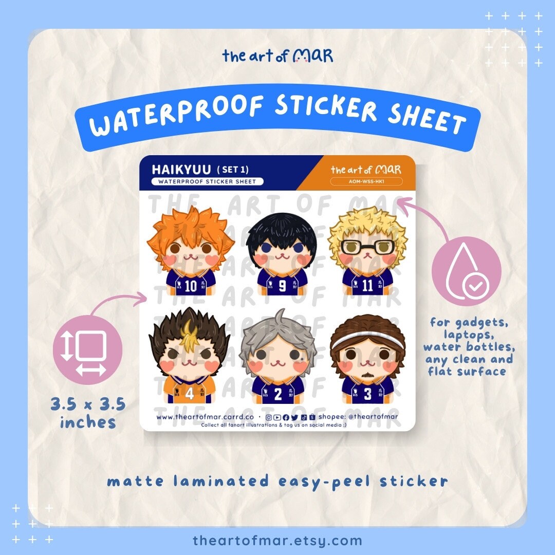 HAIKYUU Chibi Sticker Sheet 2 Sets Hinata, Kageyama, Tsukishima, Kenma ...