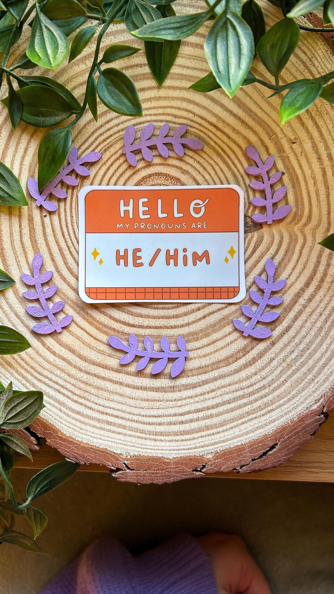 Hello My Pronouns Are He/him Vinyl Sticker Pronoun Sticker Pride ...