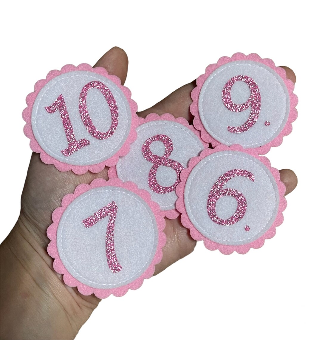3 Round Number Buttons With Glitter Made of Felt 57 Mm for a Birthday ...