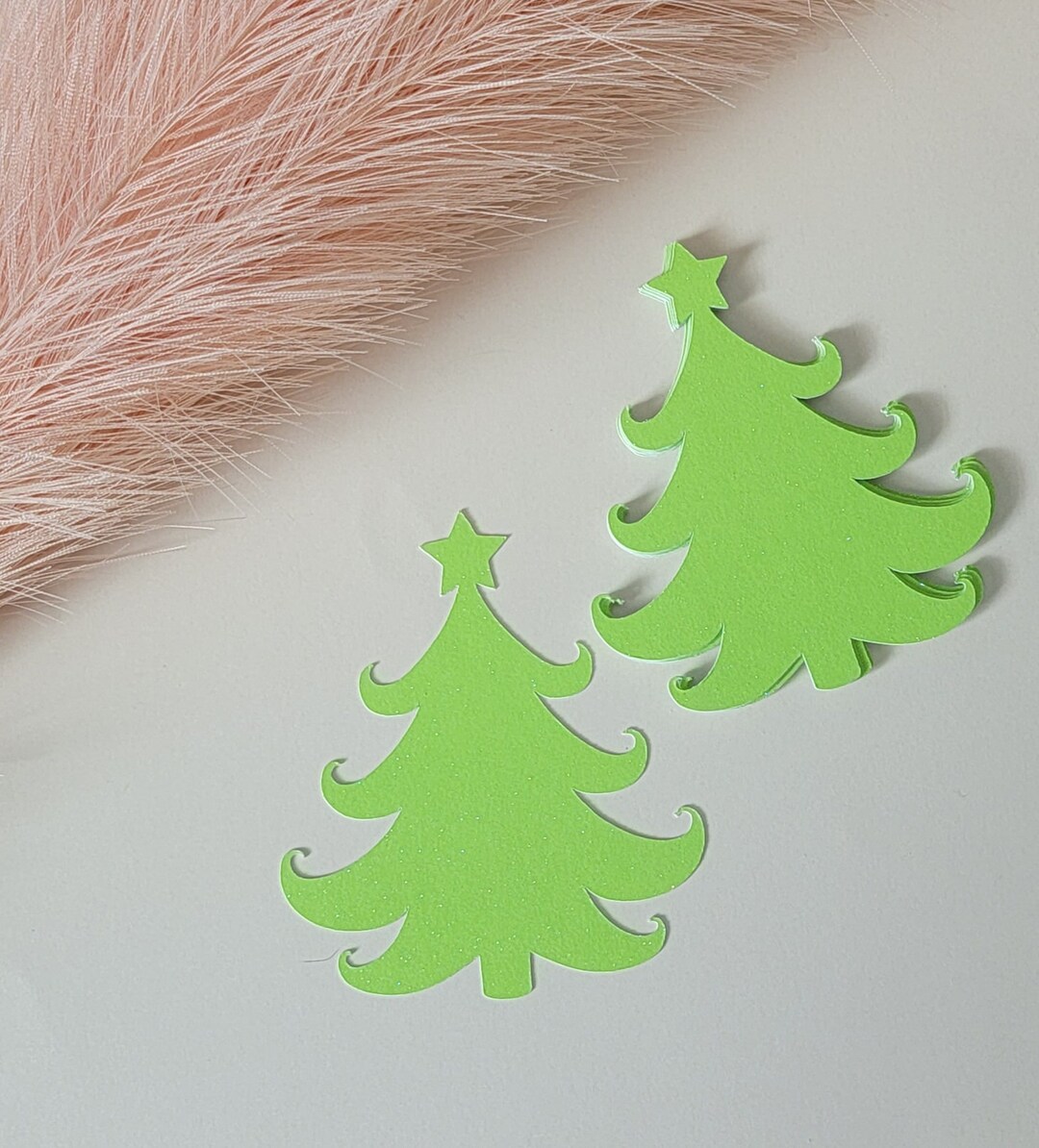 Glitter Green Tree Cut Paper Shape DIY Cardmaking Scrapbooking ...