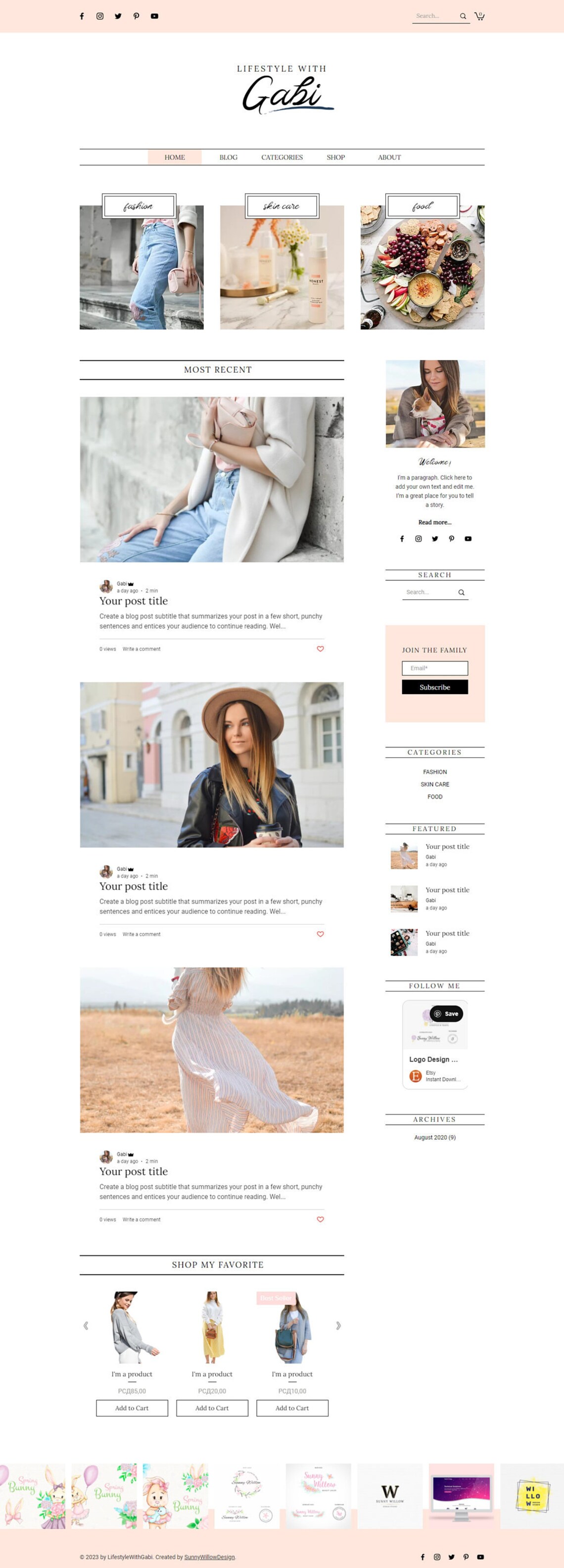 Wix Blog Website Wix Website Template Beauty Blog Wix - Etsy