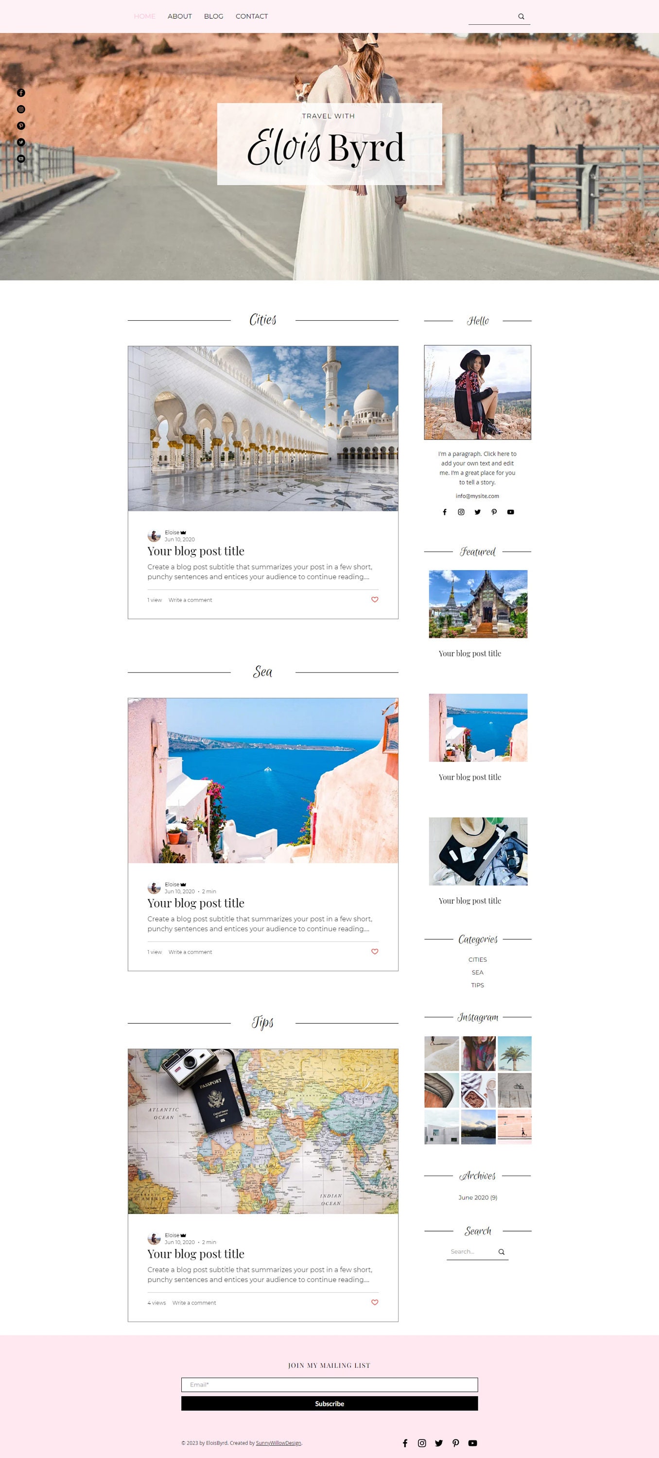 Wix Blog Website, Wix Website Template, Wix Website Design, Travel Blog ...