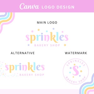 Colorful Logo Canva Template - Bakery Logo Design - Editable Canva Logo ...