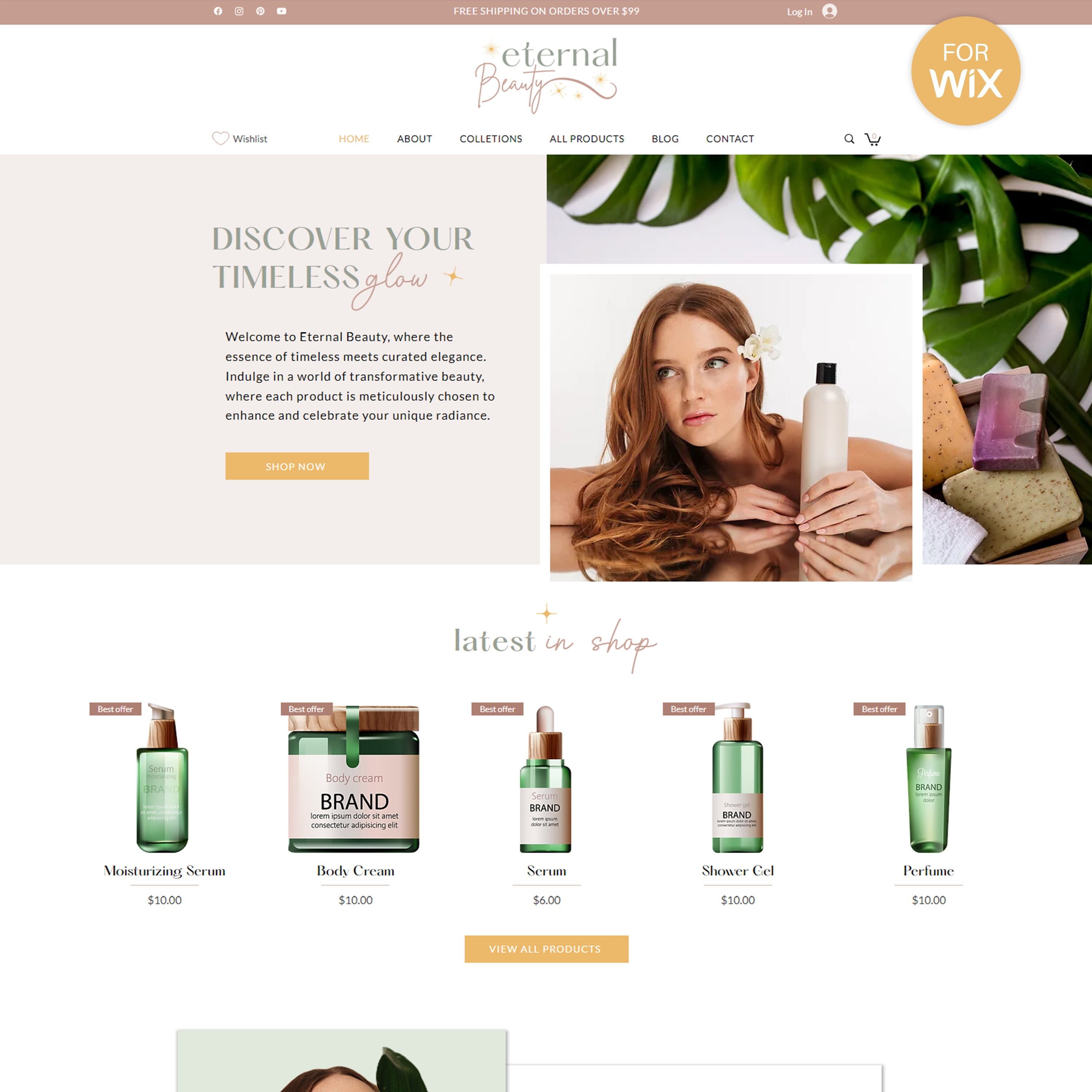 Wix Ecommerce Website Template: Cosmetics Store Design - Etsy