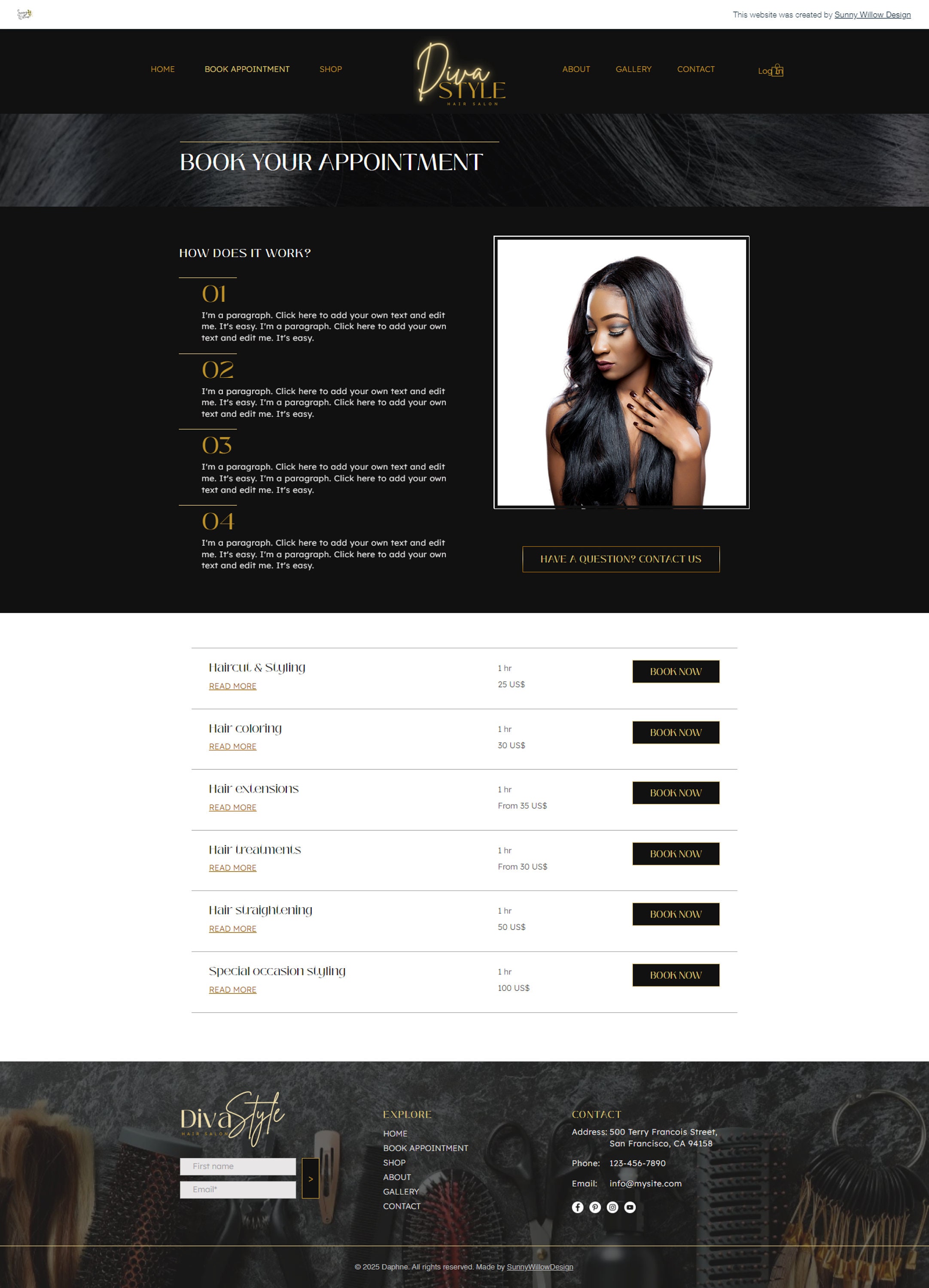 Bold Style Wix Website Template: Hair Salon, Wig Store - Etsy