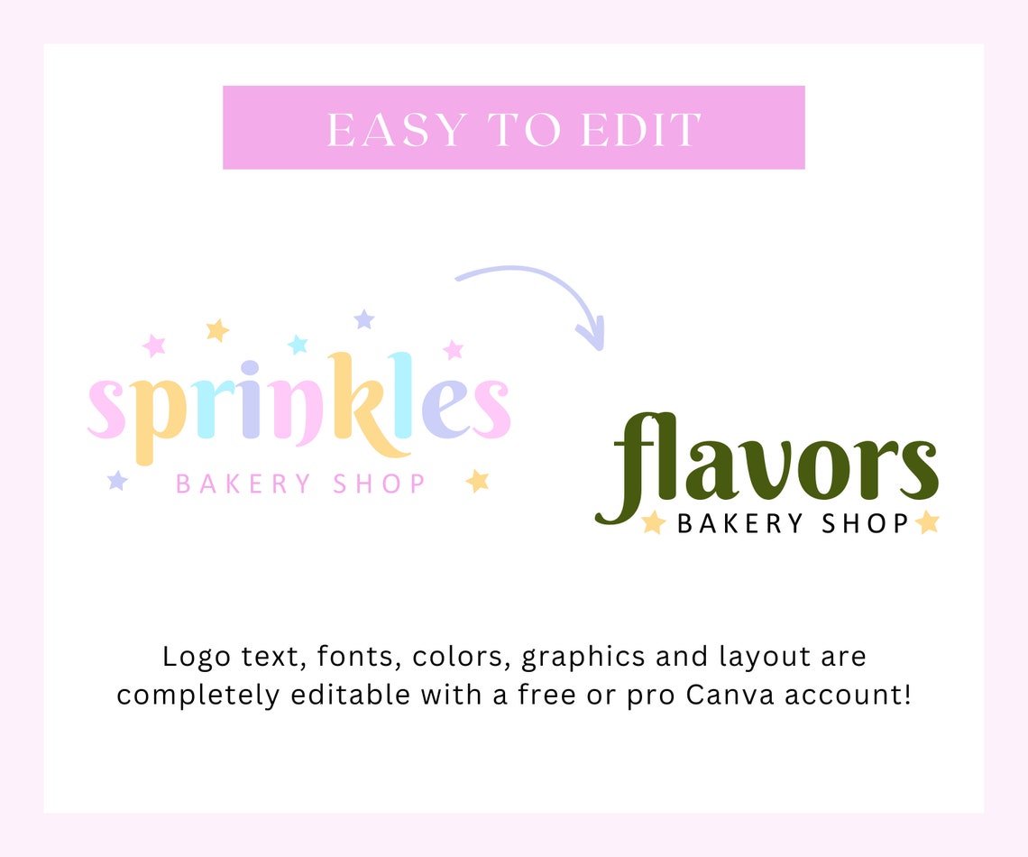 Colorful Logo Canva Template Bakery Logo Design Editable Canva Logo ...