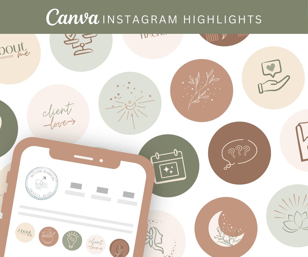 Boho Wellness Instagram Highlight Covers: Canva Health & Fitness Icons ...